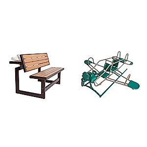 Lifetime 60054 Convertible Bench/Table, Faux Wood Construction & Ace Flyer Airplane Teeter Totter - Earthtone (90135)