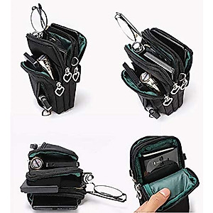 Women Nylon Cell Phone Purse Travel Crossbody Bag Wristband Sport Armband Wallet For Galaxy S10 Plus S9 Plus A50 A7 J7 Prime J7 V J7 Pro J4, Moto G7 Z4 Z3 G6 E5 Play, HTC U12 Plus, OnePlus 6T (Black)