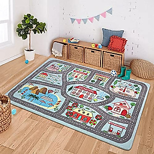 LIVEBOX Soft Kids Rug 4'x6' Carpet Play Mat for Baby Boys Girls, City Life Road Traffic Playroom Rug for Playing Cars Toys, Educational Nursery Rug for Children Bedroom Kids Room