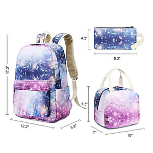 CAMTOP Backpack for Girls Teens School Bookbags Cute Kids Backpacks (Galaxy-Purple Pink)