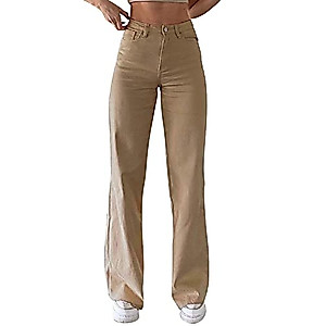 AopnHQ Fold Over Yoga Pant Cotton Cover Up Womens Clothing Summer Plus Size Casual Pants Ladies Capris with Pockets Womens Capri Cargo Pants Side Slit Pants B-Khaki