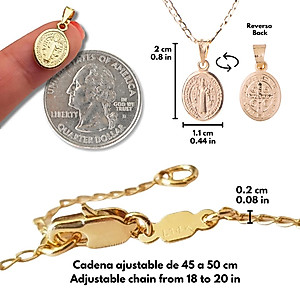 MXArtsCrafts 14K Gold San Benito medal, gold scapular pendant San Benito, San Benito protection double view medal, Religious Jewelry, medal San Benito