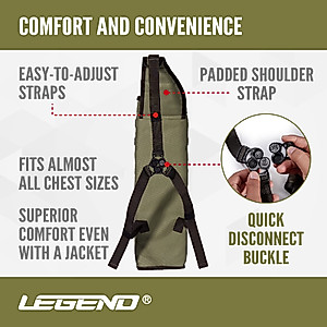 Legend Back Quiver - Tactical Arrow Holder, High-Density Polyester Fabric, Extra Shoulder Foam Padding - MOLLE System for Patches, Pouches - Zippered Storage for Archery & Hunting Accessories - Green