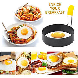 4 Inch Large Egg Rings for Frying Eggs, 2 Pack Stainless Steel Egg Cooking Rings Nonstick Round Egg Shaper Mold with Anti-scald Handle for English Muffins Pancake Cooking Griddle