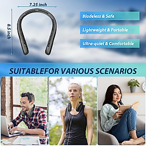 Kternay Bladeless Neck Fan - 5200mAh Portable Neck Fan with 3 Wind Speed,USB Rechargeable Personal Neck Fan, Hands-Free Design USB Fan - Ideal for Outdoor Activities and Travel