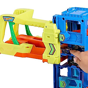 Hot Wheels City Ultimate Garage Playset with 2 Die-Cast Cars, Toy Storage for 50+ 1:64 Scale Cars, 4 Levels of Track Play, Defeat The Dragon