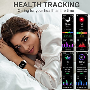 Erkwei Smart Watch for Women(Answer Call/Dial) Waterproof Smartwatch for Android iOS Phones 1.7 Inches Fitness Tracker with Pedometer Heart Rate Sleep Monitor Digtal Watch Silver