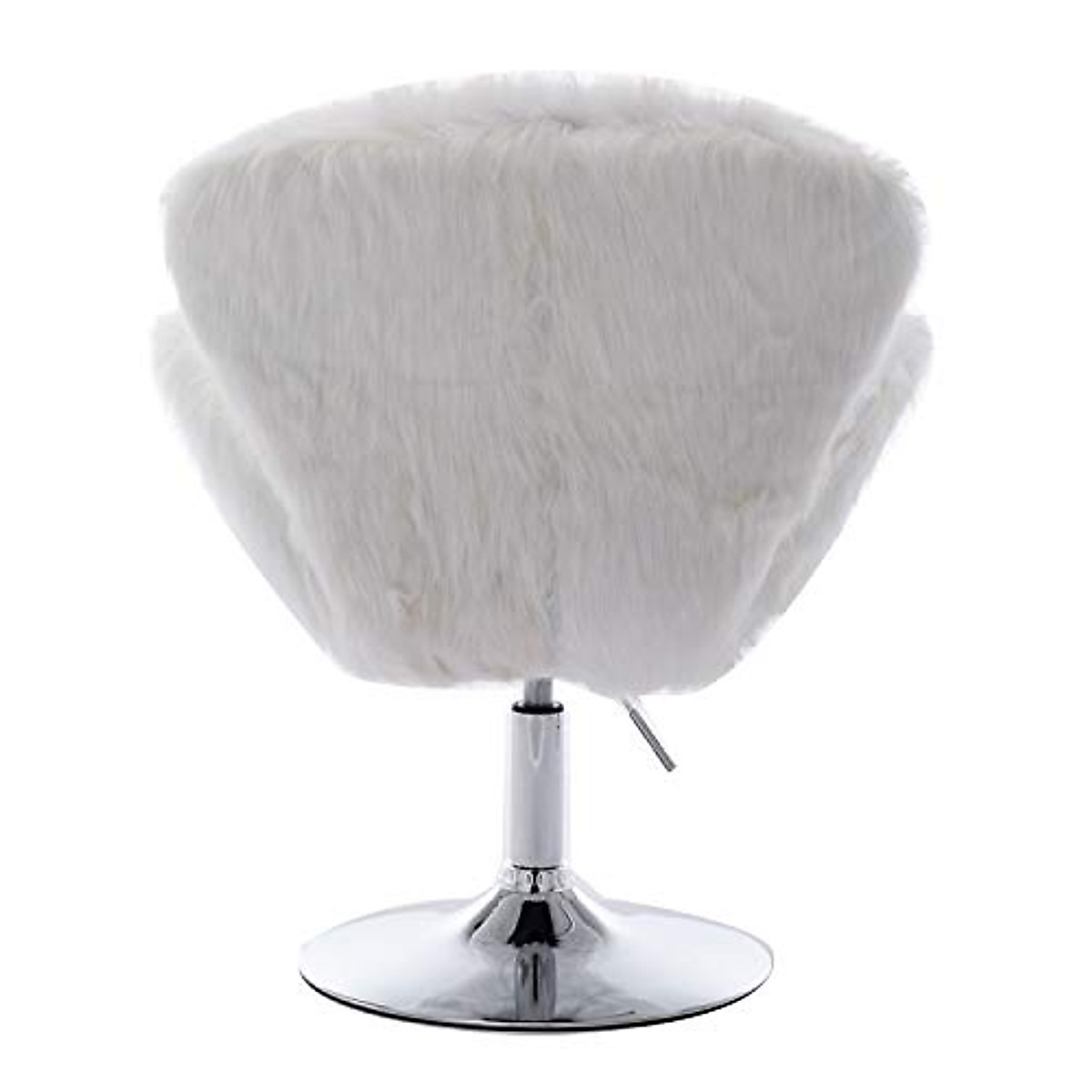 Vanity Chair for Bedroom Cute Home Office Chair Faux Fur Chairs for Teens Girls Dorm Chairs Comfy Adjustable Stool, White (Long Faux Fur)