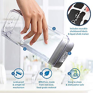 Joejis Set of 6 Clear Food Storage Containers with Lids Airtight | Airtight Containers for Dry Food | Kitchen Pantry Airtight Food Storage Containers with Lids