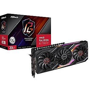 ASRock AMD Radeon™ RX 7900 XT Phantom Gaming 20GB OC Graphics Card 320 Bit 7680 x 4320 0dB Silent Cooling 3 x DisplayPort™ 2.1 GDDR6 1 x HDMI™ 2.1 20Gbps PCI Express 4.0