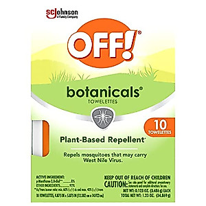 OFF! Botanicals Insect Repellent Wipes, Plant-Based Mosquito Repellent, 10 Count Individually Wrapped Wipes
