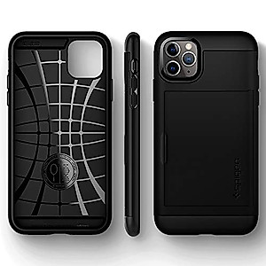 Spigen Slim Armor CS Compatible with iPhone 11 Pro Case, 2-Piece Card Slot TPU Layer + PC Mobile Phone Case for iPhone 11 Pro Case, Black 077CS27235