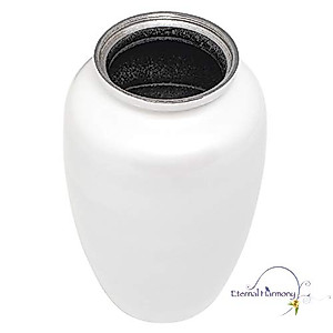 Eternal Harmony Cremation Urns for Human Ashes | Funeral Cremation Urn Carefully Handcrafted with Elegant Finishes to Honor Your Loved One | Elegant Decorative Urns Large Size with Velvet Bag (Pearl)