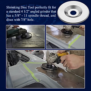 Ctuoptuo Shrinking Disc 4-1/2 Inch Diameter, 0.55 Inch (1.4mm) Thick –Sheet Metal Fabrication Tool, Auto Body Panel Repair, Smoothing, Grinder, Fits 4-1/2 inch Angle Grinder, 5/8" - 11 Spindle Thread