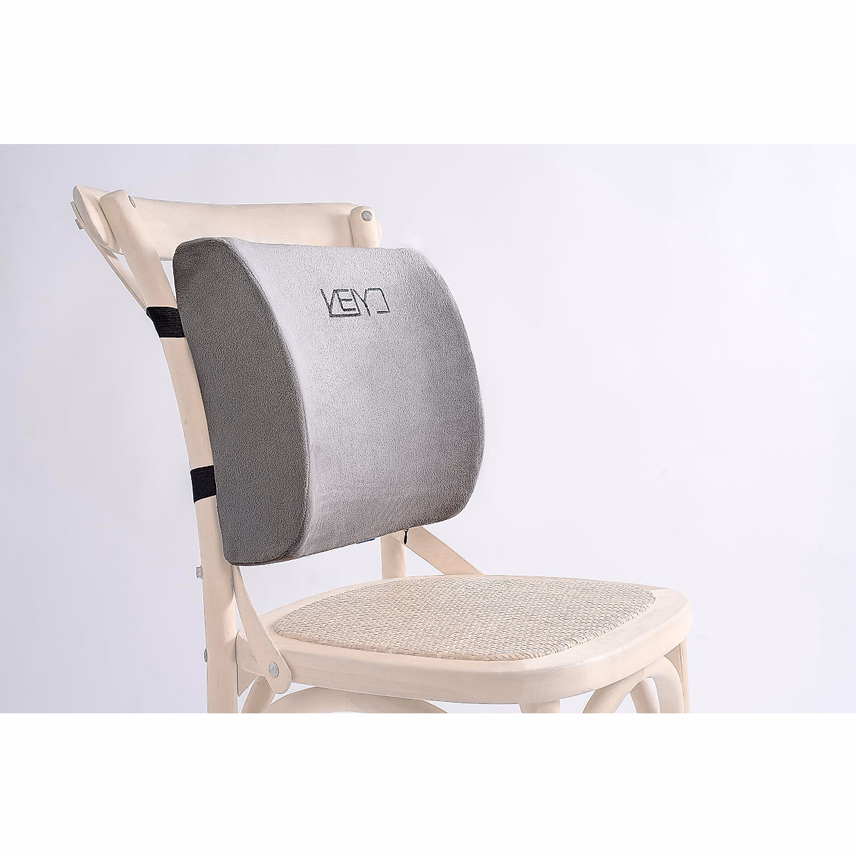 CYLEN Gel Infused Memory Foam Back Cushion Lumbar Support Pillow for Office Chair, Car & Wheelchair - Adjustable Double Strap & 3D Washable Cover (Grey)