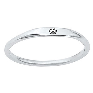 PERFECTJEWELZ Dog's Paw Print Stackable Ring 925 Sterling Silver 2.2mm Size 6