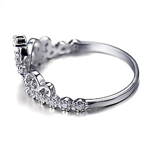 Guliette Verona Dainty Rhodium-plated Sterling Silver Princess Crown Ring