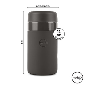 W&P Porter Insulated Bottle 12 oz | Clean Taste Ceramic Coating for Water, Coffee, & Tea | Wide Mouth Vacuum Insulated | Dishwasher Safe, Cream