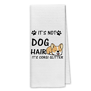 Dibor It’s Not Dog Hair It’s Corgi Glitter Kitchen Towels Dish Towels Dishcloth,Funny Corgi Dog Decorative Absorbent Drying Cloth Hand Towels Tea Towels for Bathroom Kitchen,Dog Lovers Girls Gifts