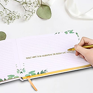DICANG Wedding Guest Book - Sign in Guest Book Wedding Reception - 120 Pages Wedding Registry Guestbook with Gold Foil, Gilded Edges and Two Markers Pen, Guestbook Wedding 9 x 7 Inch