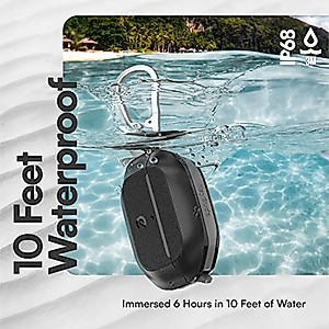 KeyBudz for AirPods Pro Case with Lock - Fully Waterproof AirPods Pro 2nd Generation Case Cover with Keychain, Rugged Tough Protection, Hard Shell and Carabiner for USB-C/Lightning Case (Carbon Black)