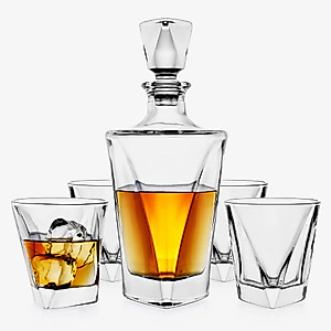 Glaver's Whiskey Decanter, Old Fasioned Twisted Decanter, Crystal Liquor Decanter,For Bourbon and Scotch. Holiday Gift for Men, Him, Dad | 25 OZ.