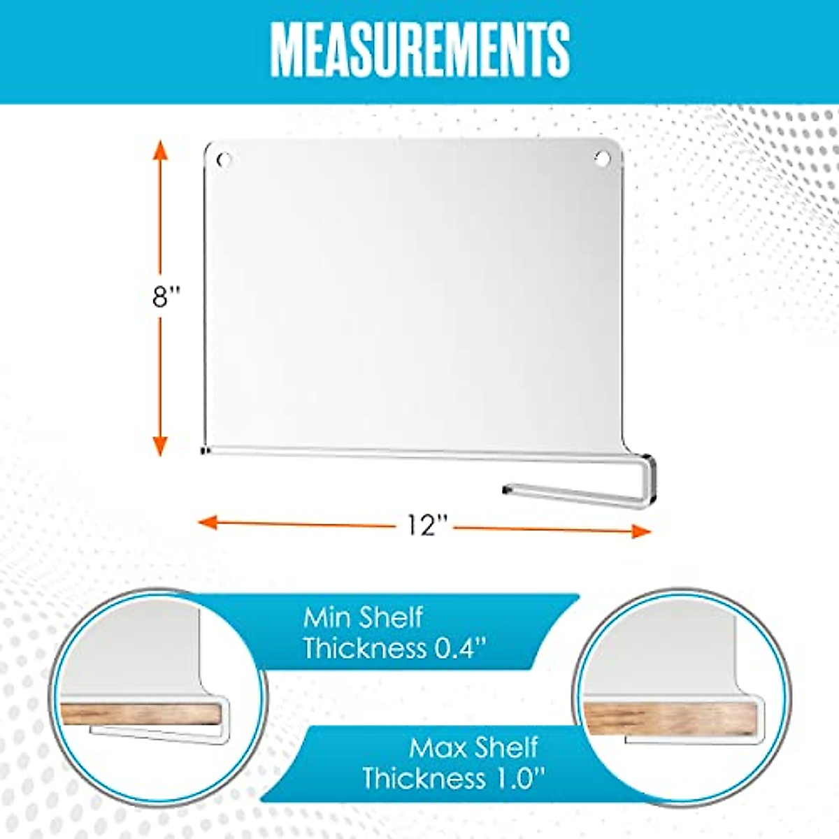 Shelf Dividers, Acrylic Divider Closet Organization, Clear Shelves Separators, 8 Pack, 11"x8", Plastic, Vertical Shelving Organizer, For Closets, Store, Clothes, Purse, Sweater, with Clip | Houseables