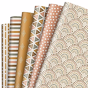 AnyDesign 12 Sheet Boho Wrapping paper Colorful Bohemian Rainbow Pattern Gift Wrap Paper Bulk Decorative Art Paper for Birthday Wedding Baby Shower DIY Crafts Gift Packing, 19.7 x 27.6, Folded Flat