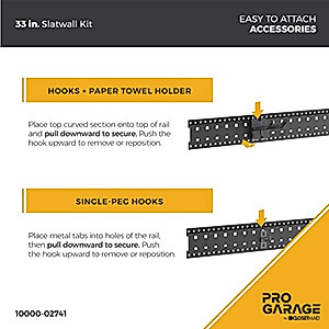 ClosetMaid ProGarage Slatwall Hang Track Kit, 33 in. W with Peg Board Hooks, Hangers, Paper Towel Holder, Garage Organizer System, Black