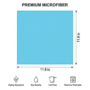 SetSail Microfiber Towel, 12 Pack Reusable and Washable Microfiber Cleaning Cloth Highly Absorbent Lint-Free Dish Towels for Kitchen, Bathroom, House, 11.8" x 11.8"(Red/Blue)