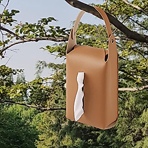 BAWHO Exquisite Car Tissue Box Cover Rectangular Napkin Box Facial Tissue Boxes Wipe Dispenser Hanging Tissue Holder/Brown