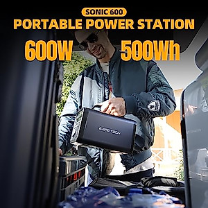 Portable Power Station 500Wh, Egretech Sonic 600W Solar Generator, Backup Lithium Battery with 600W Pure Sine Wave (1200W Surge), 1H Fast Recharging, 60W PD for Outdoor Camping/RVs/Travel/Emergency