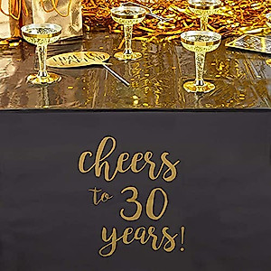 Black Plastic Tablecloth for 30th Birthday Party (54 x 108 in, 3 Pack)
