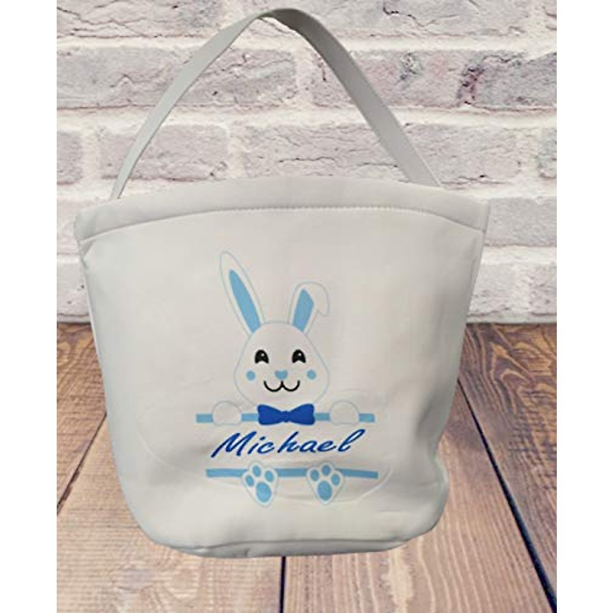 Personalized Easter Bunny Basket for Egg Hunting - Bucket with Handle - Empty - Gathering Pail - Canvas