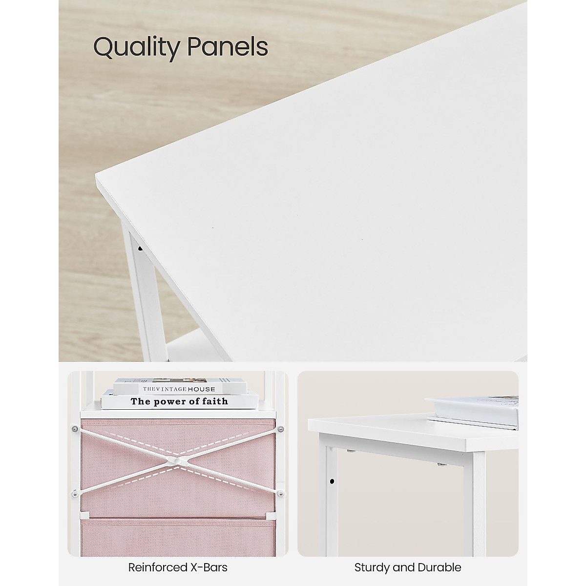 VASAGLE Nightstand, Side Table with 2 Fabric Drawers, 24-Inch Tall End Table with Storage Shelf, Bedroom, Jelly Pink and White ULGS025R05