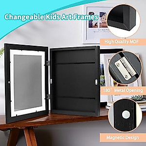 LOMILD 2-Pack Kids Artwork Frames Changeable, 8.5x11 Kids Art Frames in Balck, Front Opening with Acrylic Sheet, Great for Children Art Projects, Art Display Storage, Holds 50 PCS Pictures
