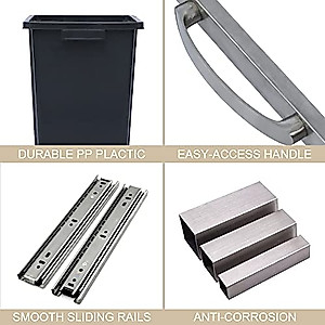 Anbuy 30 Liter / 8 Gallon Dual Under Counter Kitchen Cabinet Pull-Out Trash Can, Double Compartment Under Sink Sliding Pull Out Waste Container Bin Trash Cans, Under Cabinet Slide Out Dual Cans