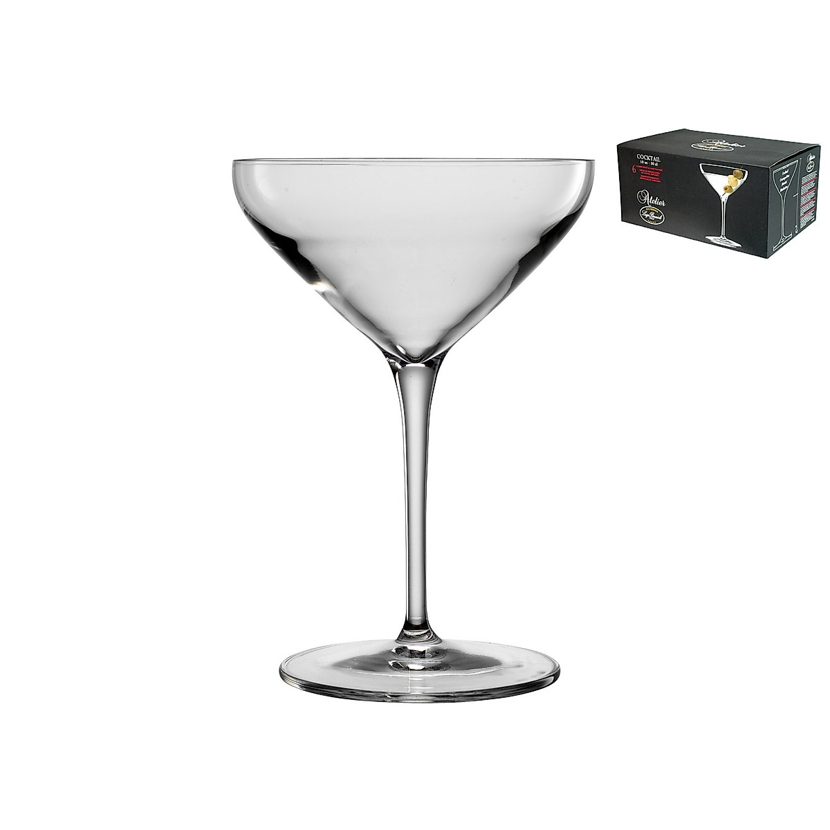 Luigi Bormioli Atelier 10 oz Cocktail Glasses (Set of 6), Clear, 6 Count (Pack of 1)