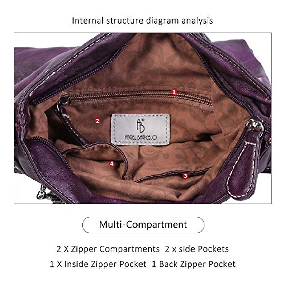 Angel Barcelo Crossbody Purses and Handbags for Women, Shoulder Purses for Girl Women Purple