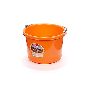 Plastic Animal Feed Bucket (Navy) - Little Giant - Round Plastic Feed Bucket with Metal Handle (8 Quarts / 2 Gallons) (Item No. P8ORANGE6)