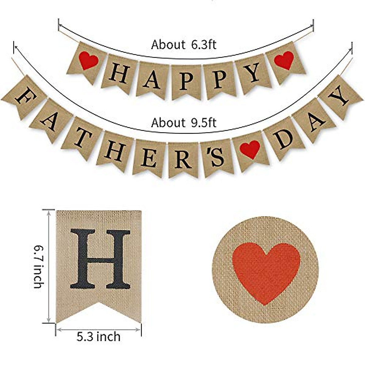 Happy Fathers Day Banner | Rustic Fathers Day Party Decoration Supplies | Fathers Day Gi1fts from Son and Daughter