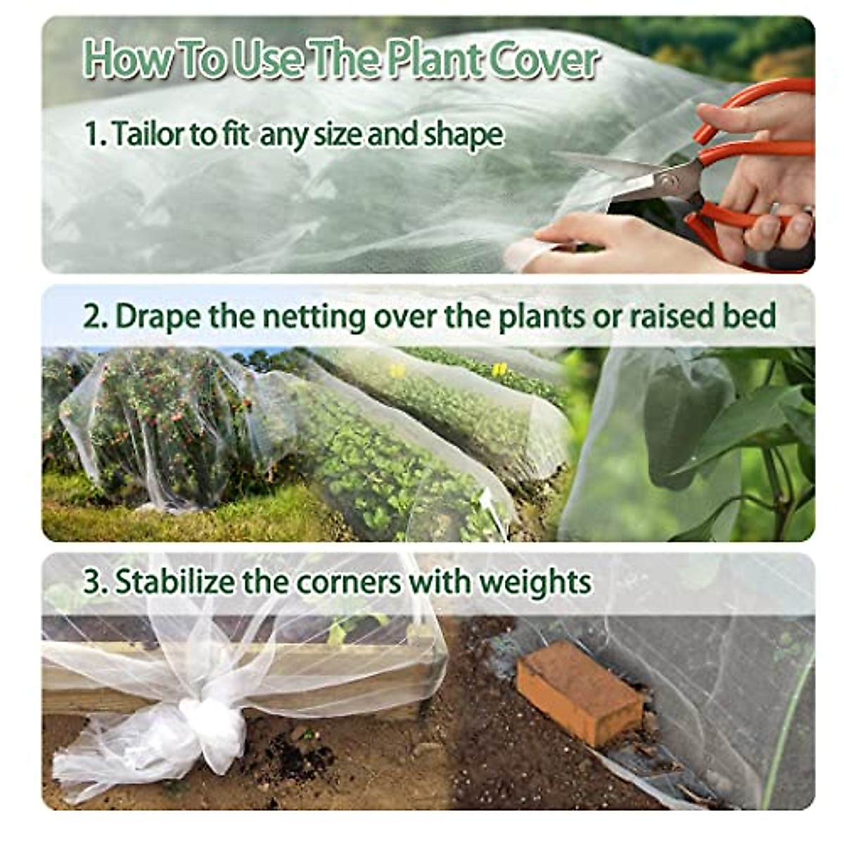 Becko US Garden Netting Plant Covers 10 x 20 Ft, Mesh Netting Pest Barrier for Garden Ultra Fine Mesh Plant Covers Protection