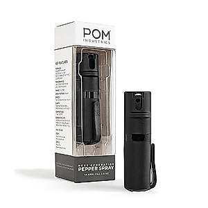 POM Pepper Spray Black Flip Top Pocket Clip - Maximum Strength OC Spray - Self Defense - Tactical Compact & Safe Design - 25 Bursts & 10 ft Range - Powerful & Accurate Stream Pattern
