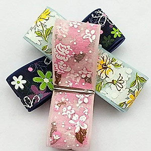 Chenkou Craft Random 20 Yards 1" 25MM Mix Lots Spring Summer Organza Ribbon Assorted Dots Bow Flower Love Heart Rose (Organza Ribbon 1")