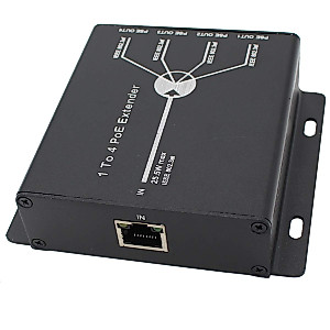 POE Extender RJ45 4-Port 10/100M IEEE802.3at (Power-in) to IEEE802.3af (Power-Out) for Ethernet/PoE Power AP, IP Camera, IP Telephone and Other Network equipments