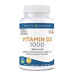 Nordic Naturals Vitamin D3 1000, Orange - 120 Mini Soft Gels - 1000 IU Vitamin D3 - Supports Healthy Bones, Mood & Immune System Function - Non-GMO - 120 Servings