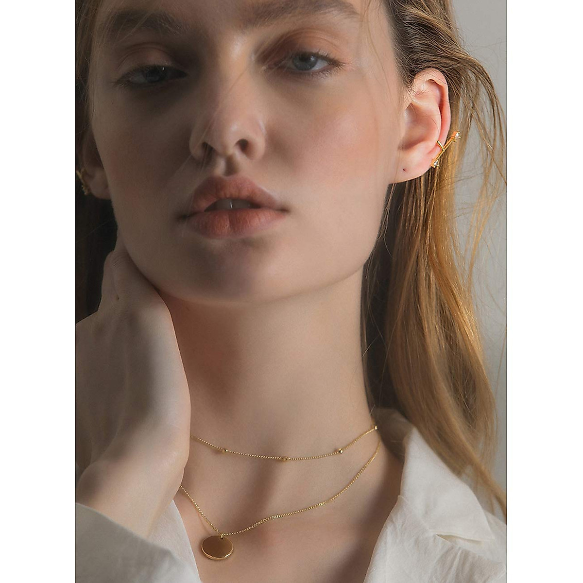 RoseGold Layered Necklace for Women - Coin Choker Necklace Charm Pendant Necklace