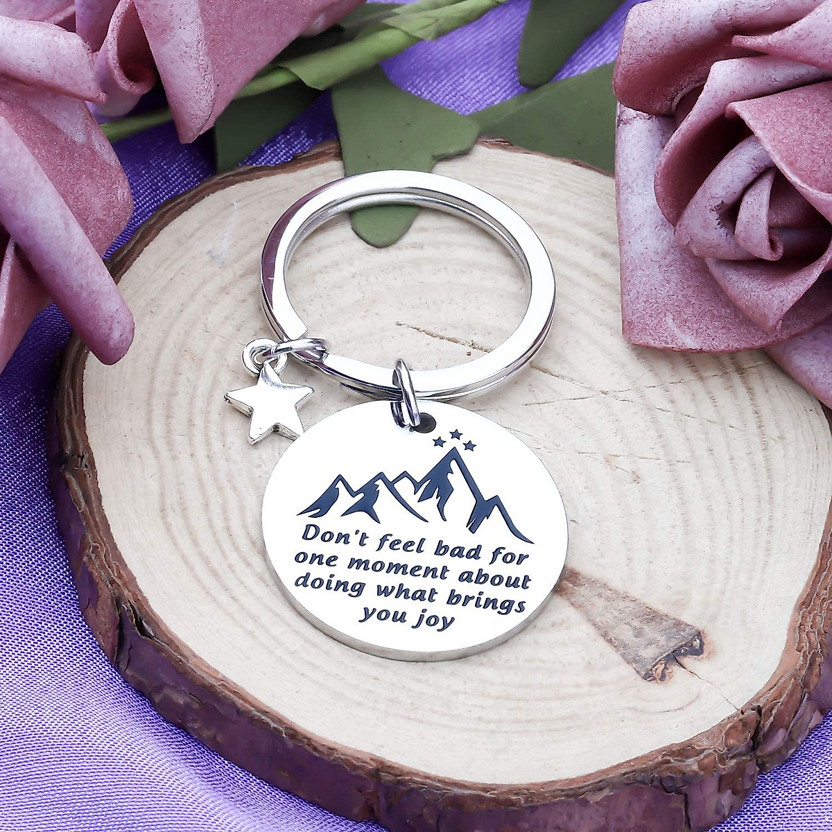 AKTAP Thorns and Roses Inspired Keychain The Night Court Jewelry Book Lovers Gift Don't Feel Bad for One Moment About Doing What Brings You Joy (Thorns and Roses Keychain)