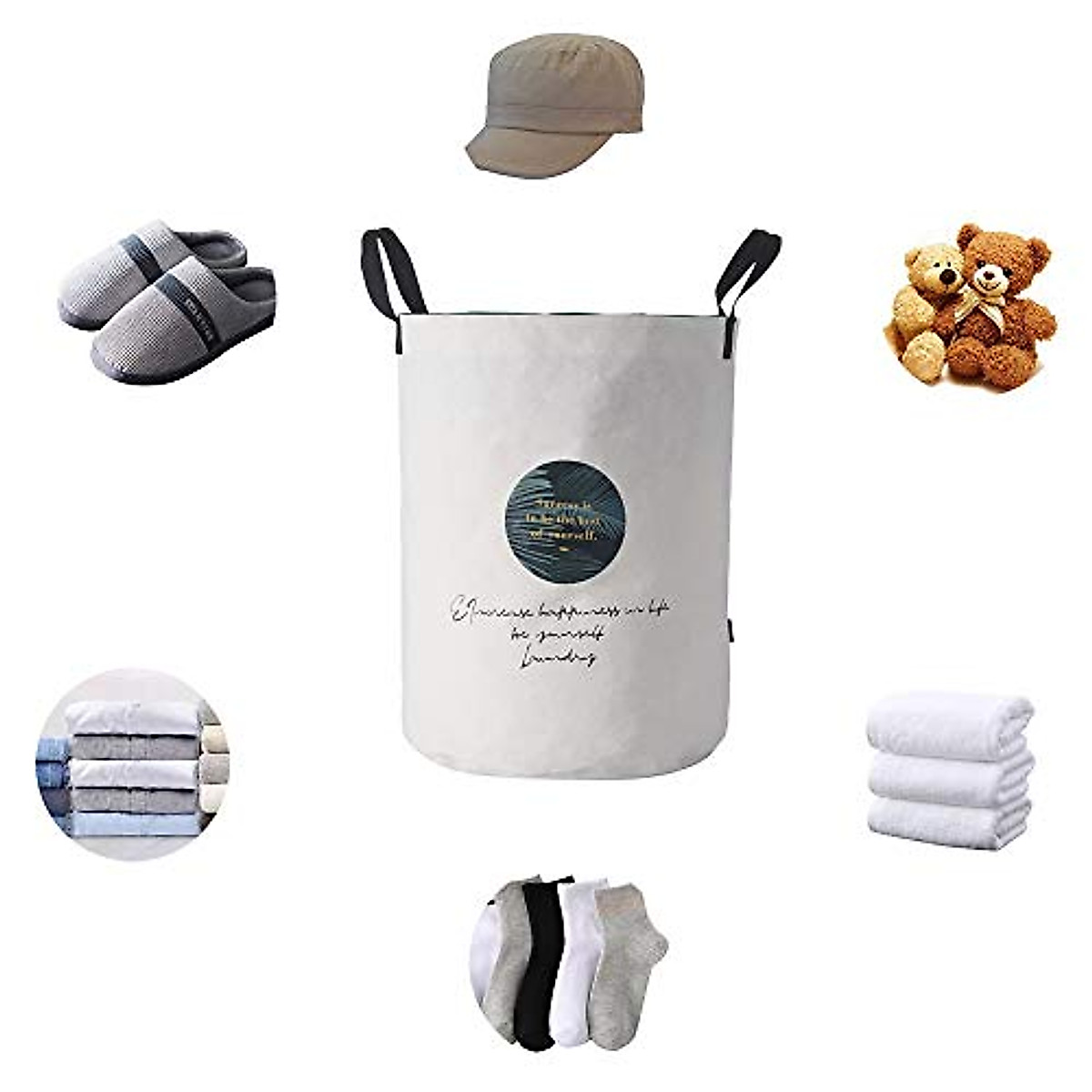 18.5" Laundry Hamper Large Waterproof, Laundry Hampers, Foldable Fabric Laundry Basket, Clothes Laundry Hamper, Toy Storage Bin, Waterproof Round Canvas Storage Basket