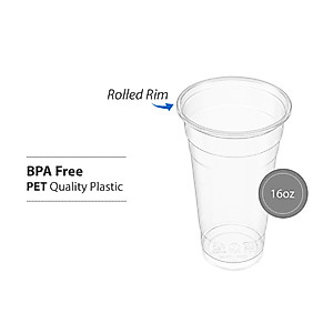 ELEGANT DISPOSABLES [100 Count] 16 Ounce Crystal Clear PET Cups for Iced Coffee, Cold Drinks, Slush, Smoothy's, Slurpee, Party's, Plastic Disposable Cups
